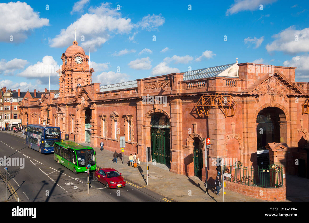 An elevated rooftop view of the newly refurbished train station and ...