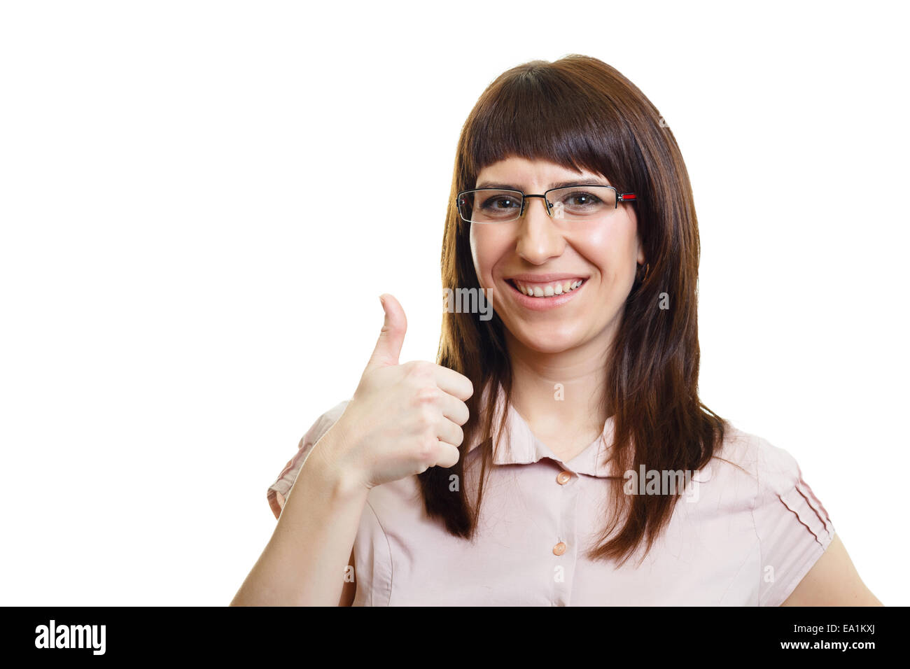 Young attractive happy girl with glasses Stock Photo - Alamy