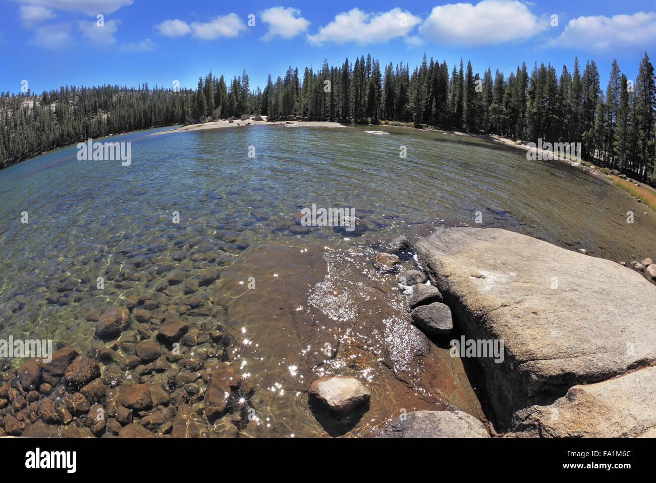 Blue shallow lake. Photo taken fisheye lens Stock Photo - Alamy
