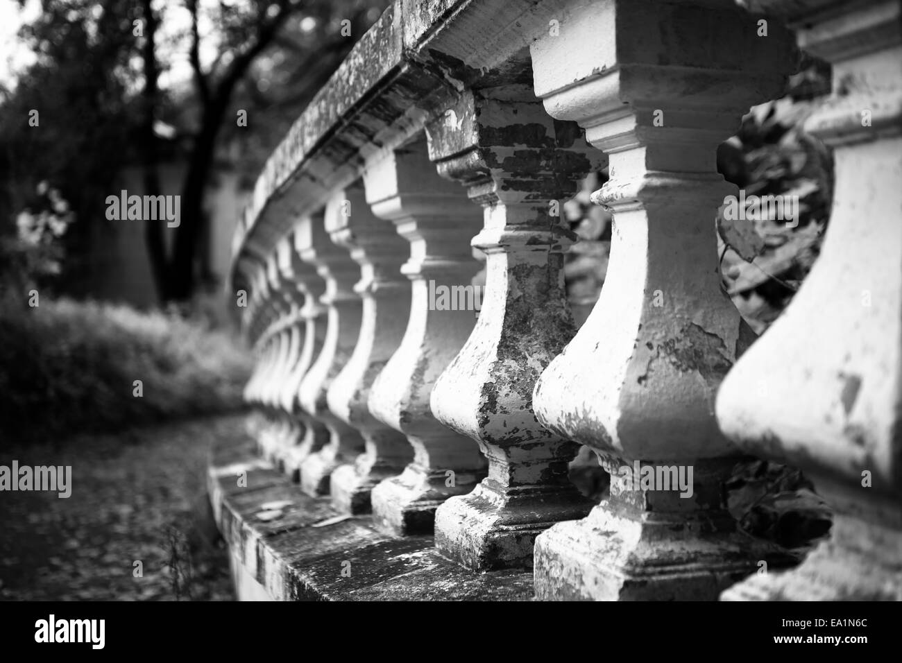 Old stone balustrade in the park closeup Stock Photo - Alamy