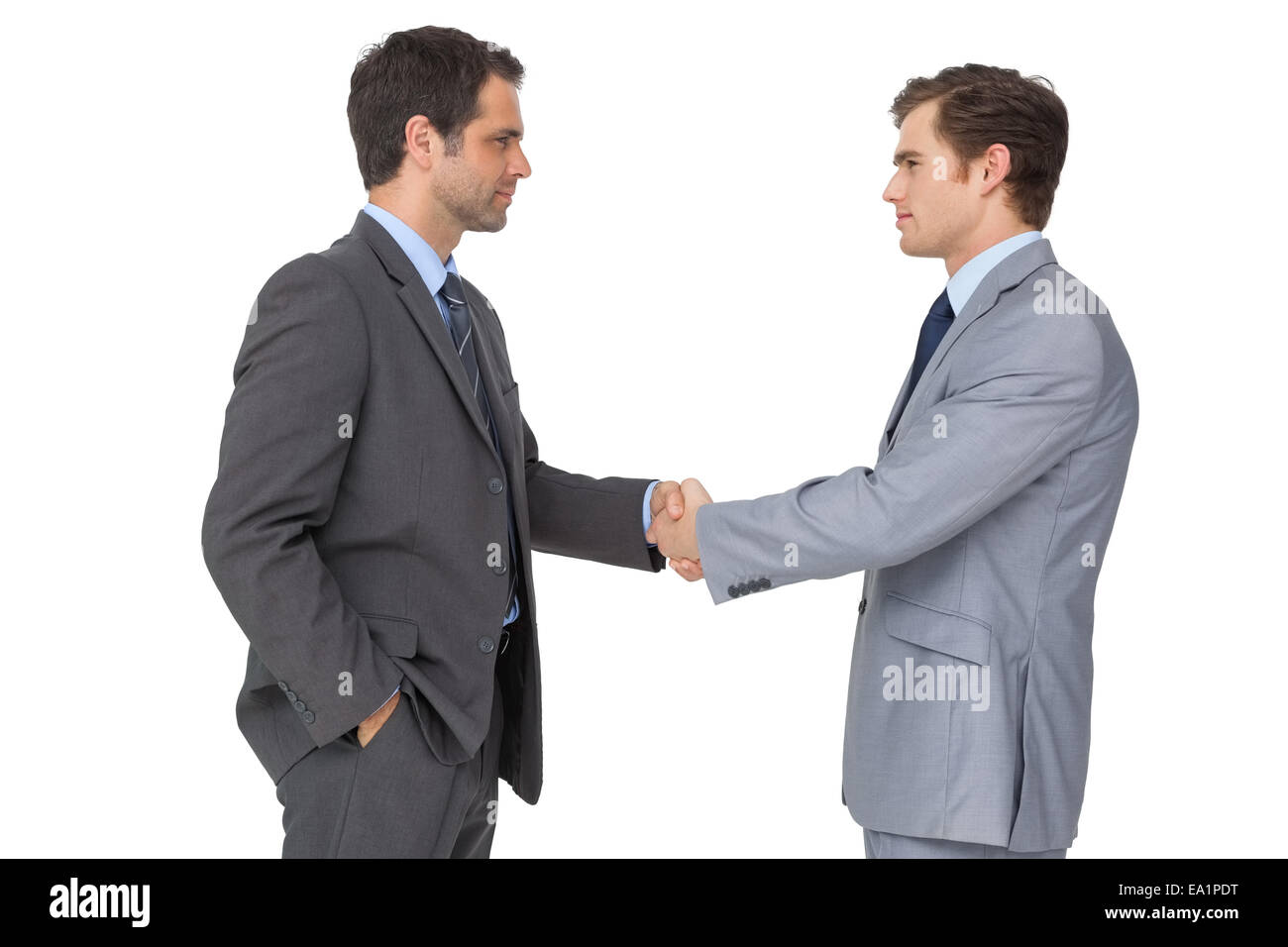 Smiling business team shaking hands Stock Photo - Alamy