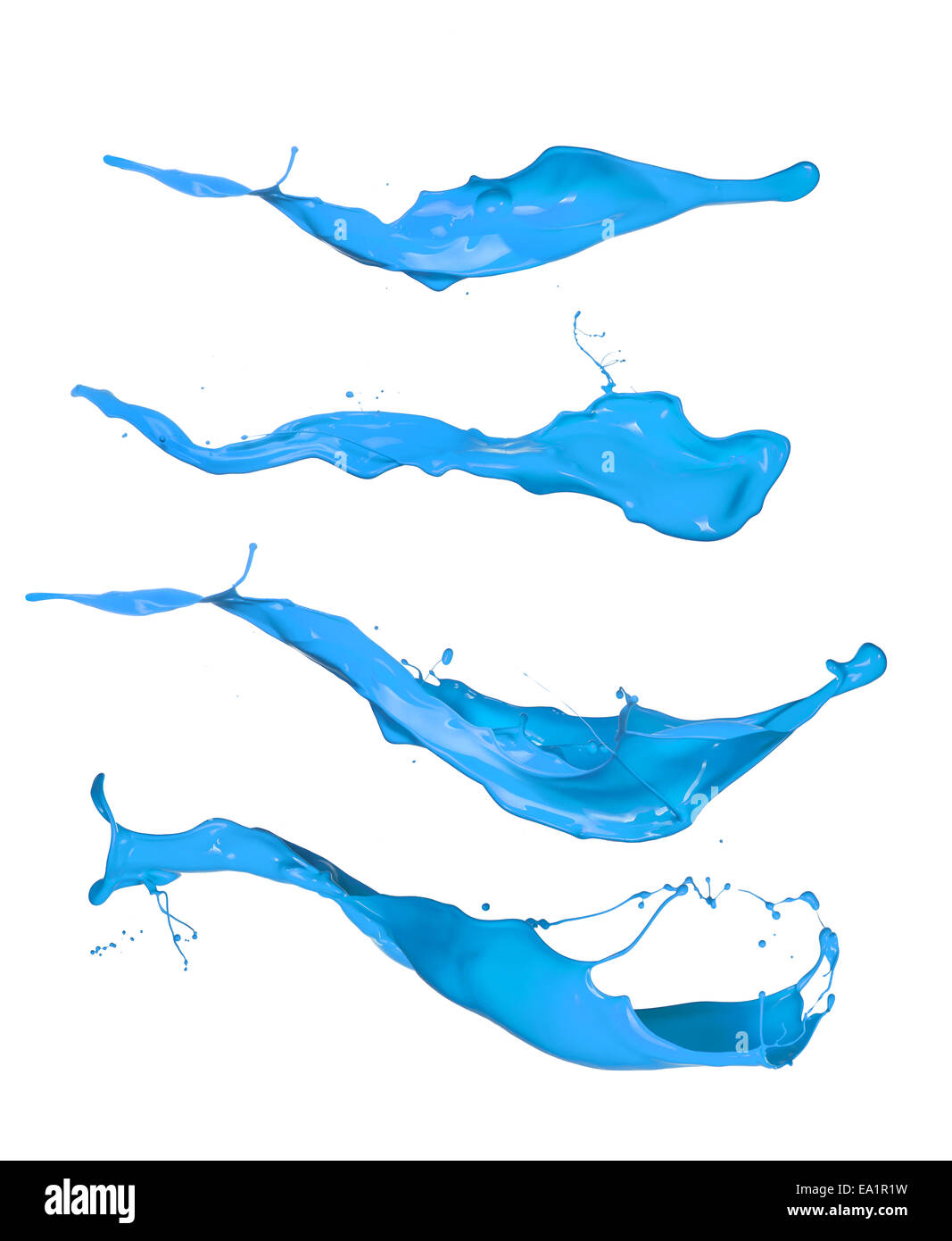 Blue paint splashes collection, isolated on white background Stock ...