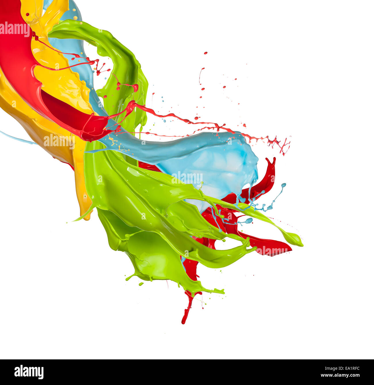 Colored splashes in abstract shape, isolated on white background Stock ...