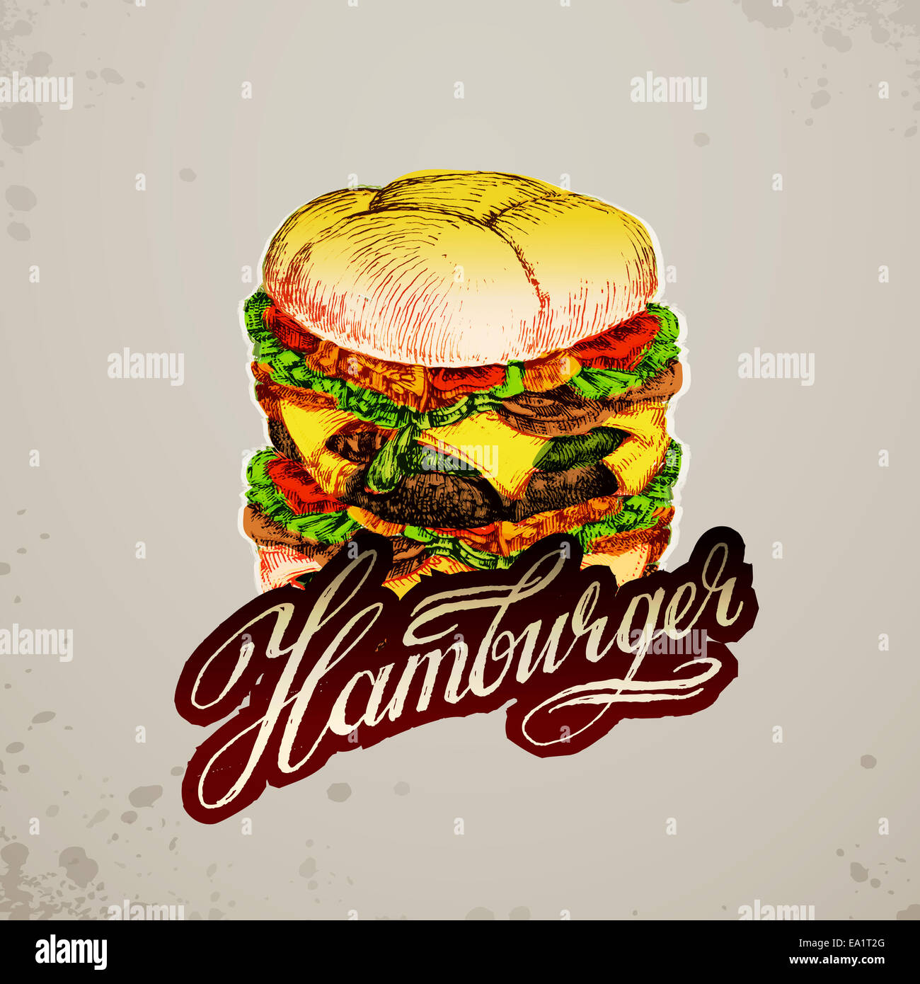 Vintage style hamburger sign background Stock Photo - Alamy
