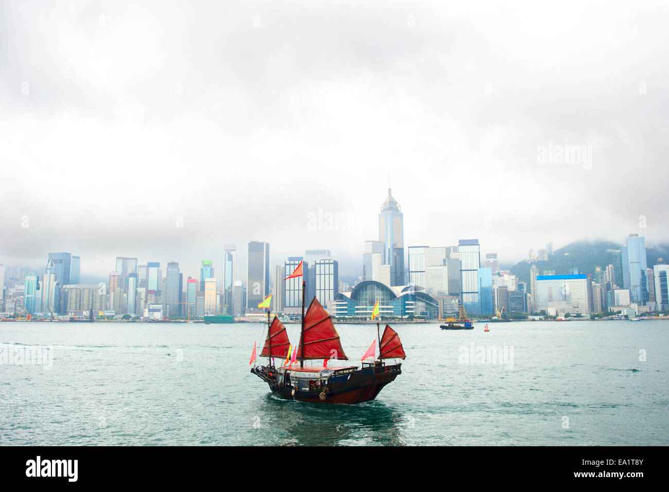 Boat floating to Hong Kong Stock Photo - Alamy