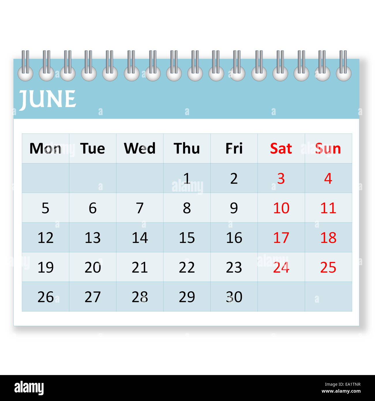 Calendar sheet for june Stock Photo - Alamy