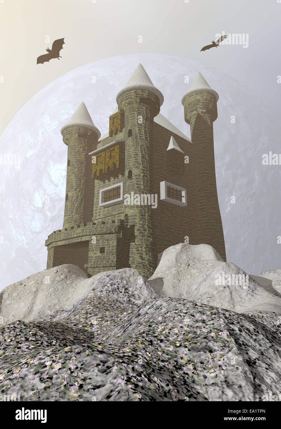 Fantasy castle - 3D render Stock Photo - Alamy