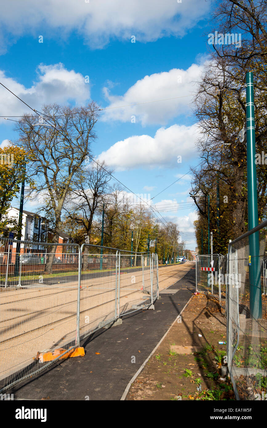 The tram works in the Meadows area of Nottingham City, England UK Stock ...
