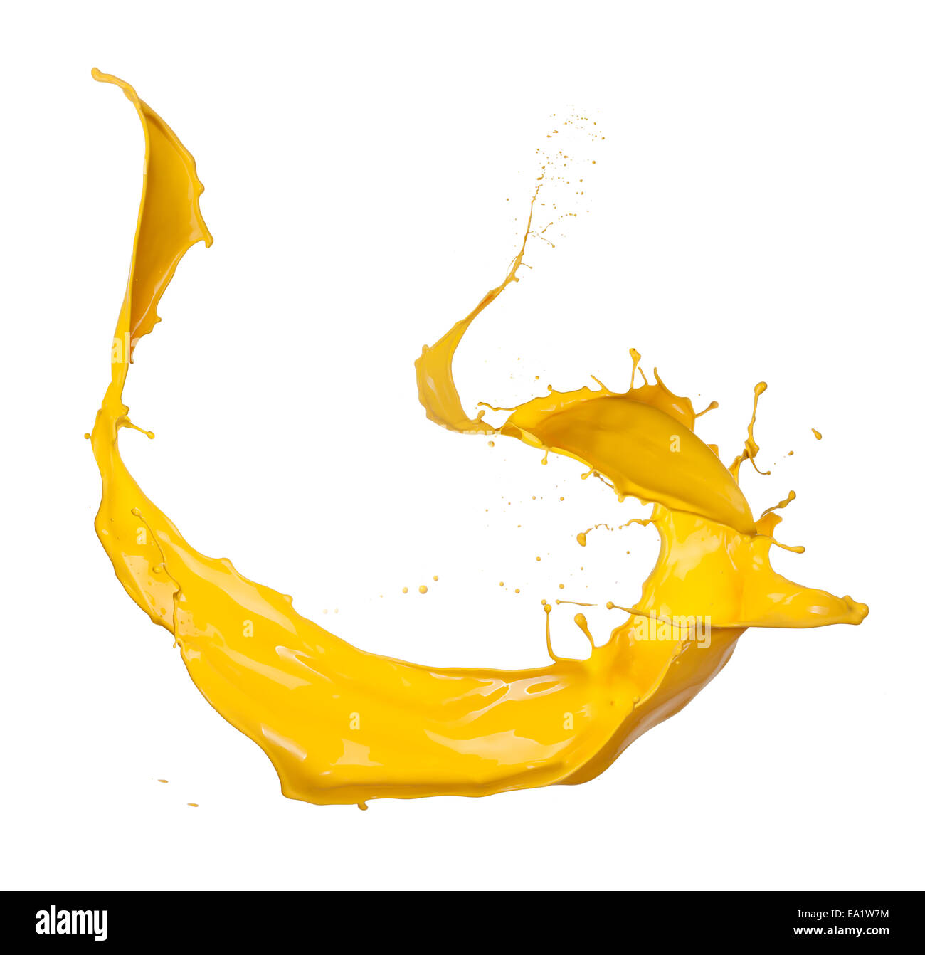 Yellow paint splashes collection, isolated on white background Stock ...