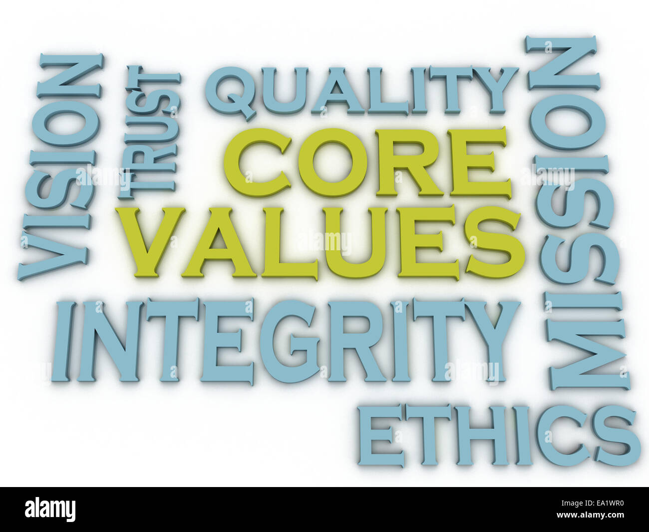 3d imagen Core values issues and concepts word cloud background Stock ...