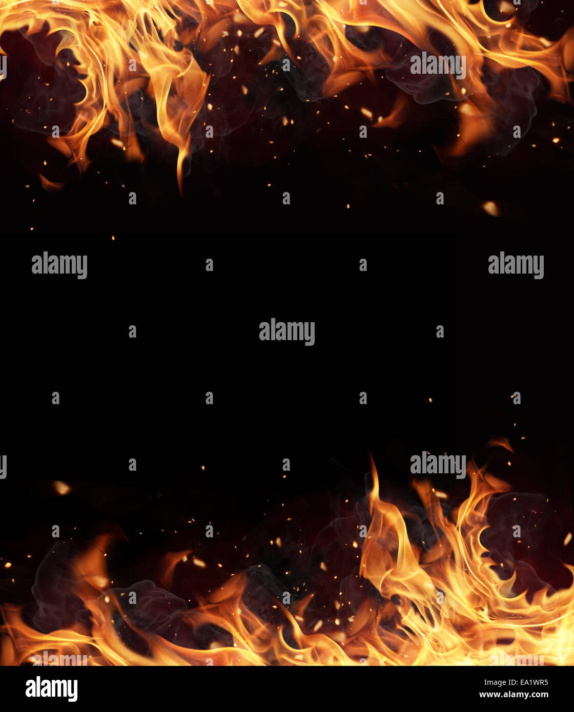 Fire frame with free space for text. isolated on black background Stock ...