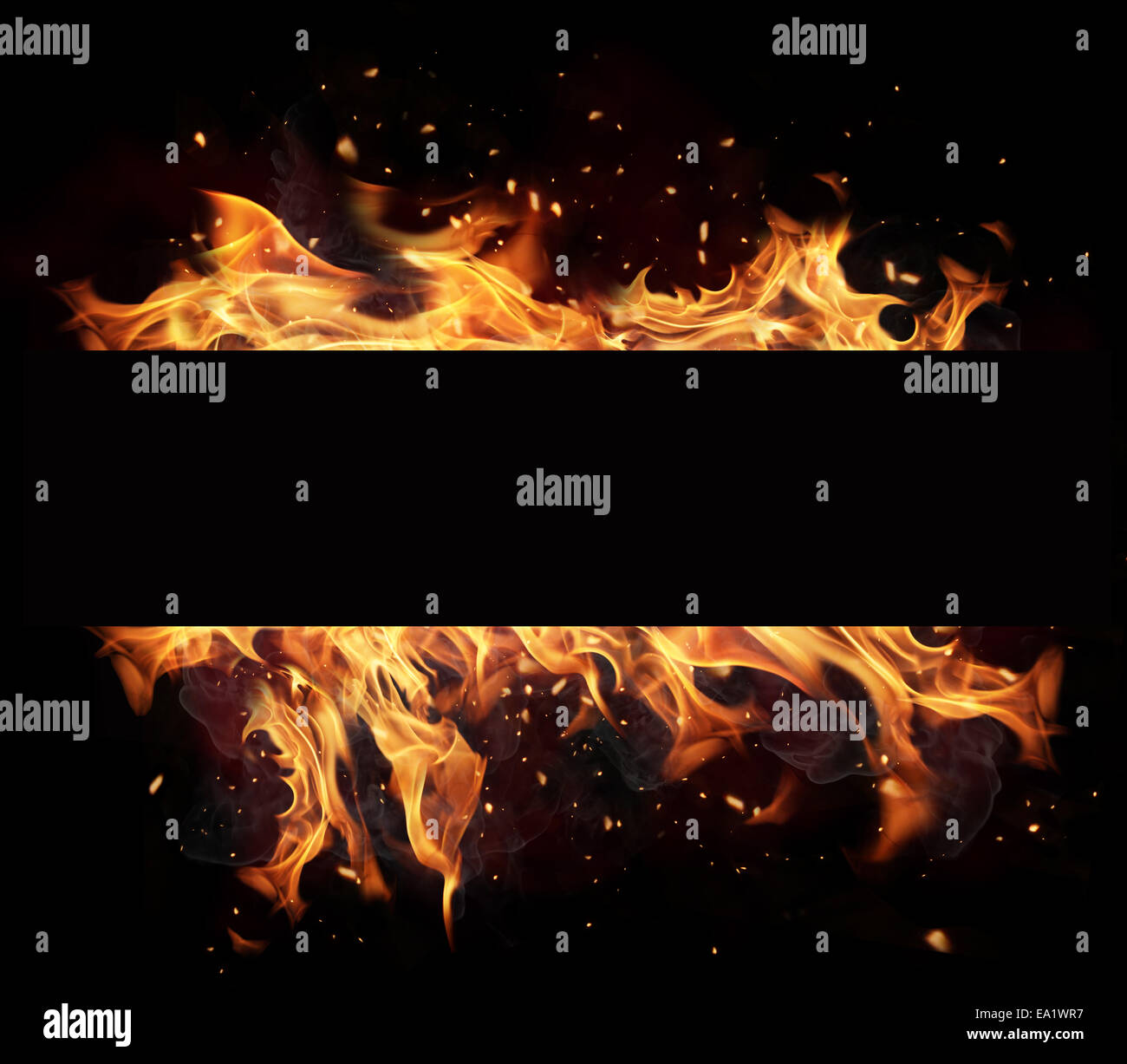 Fire stripe with free space for text. isolated on black background ...