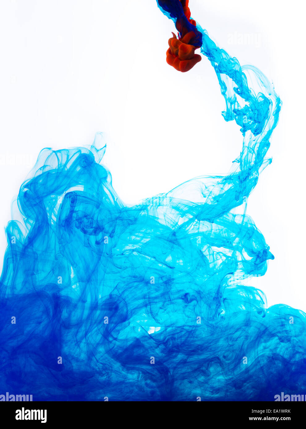 Studio shot of colored ink in water, isolated on white background Stock ...