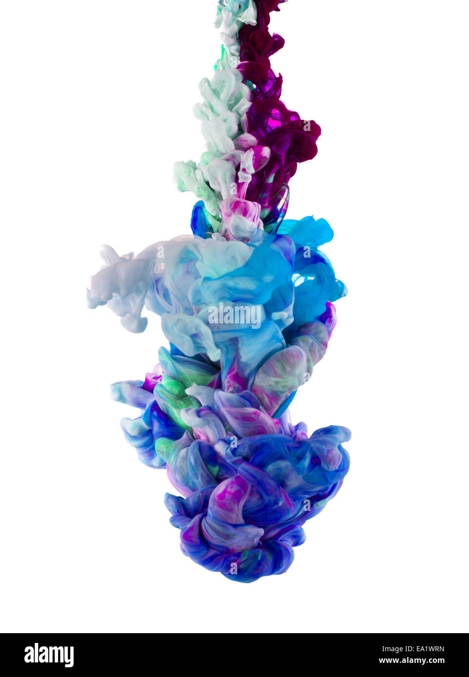 Studio shot of colored ink in water, isolated on white background Stock ...