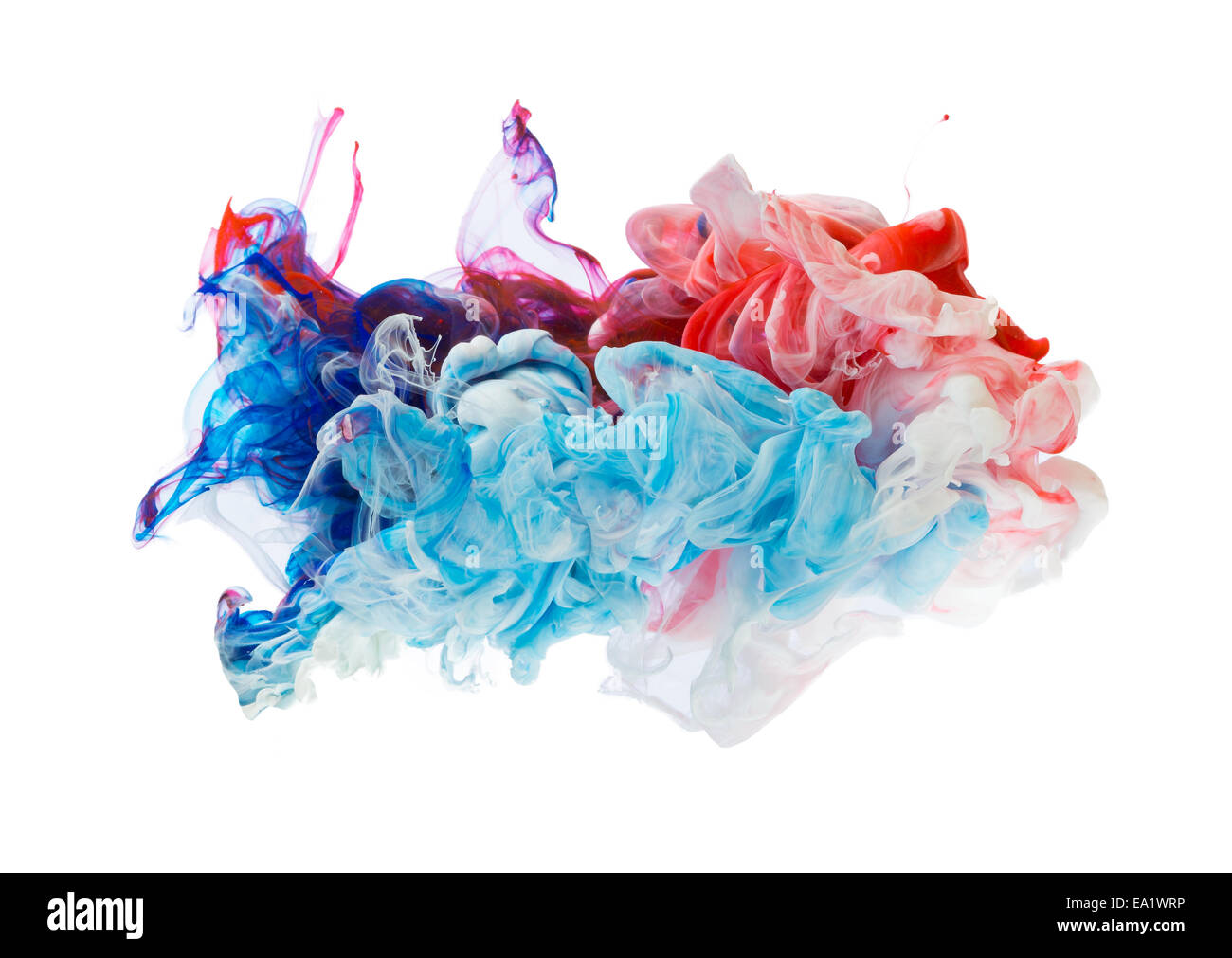 Studio shot of colored ink in water, isolated on white background Stock ...