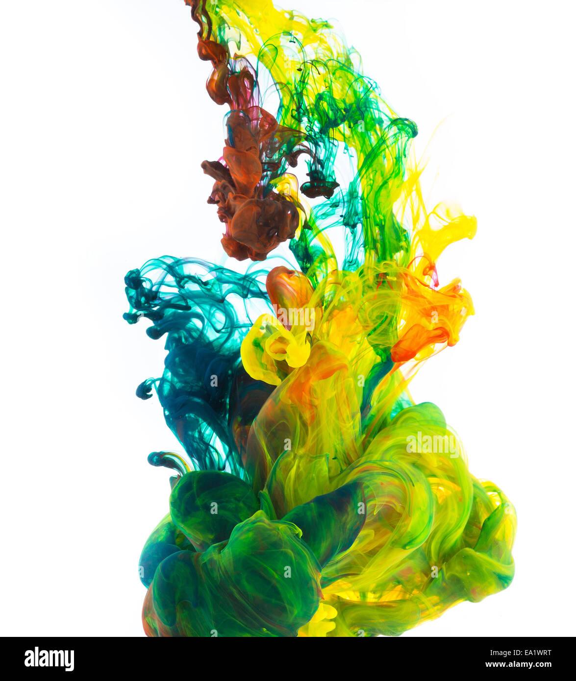 Studio shot of colored ink in water, isolated on white background Stock ...