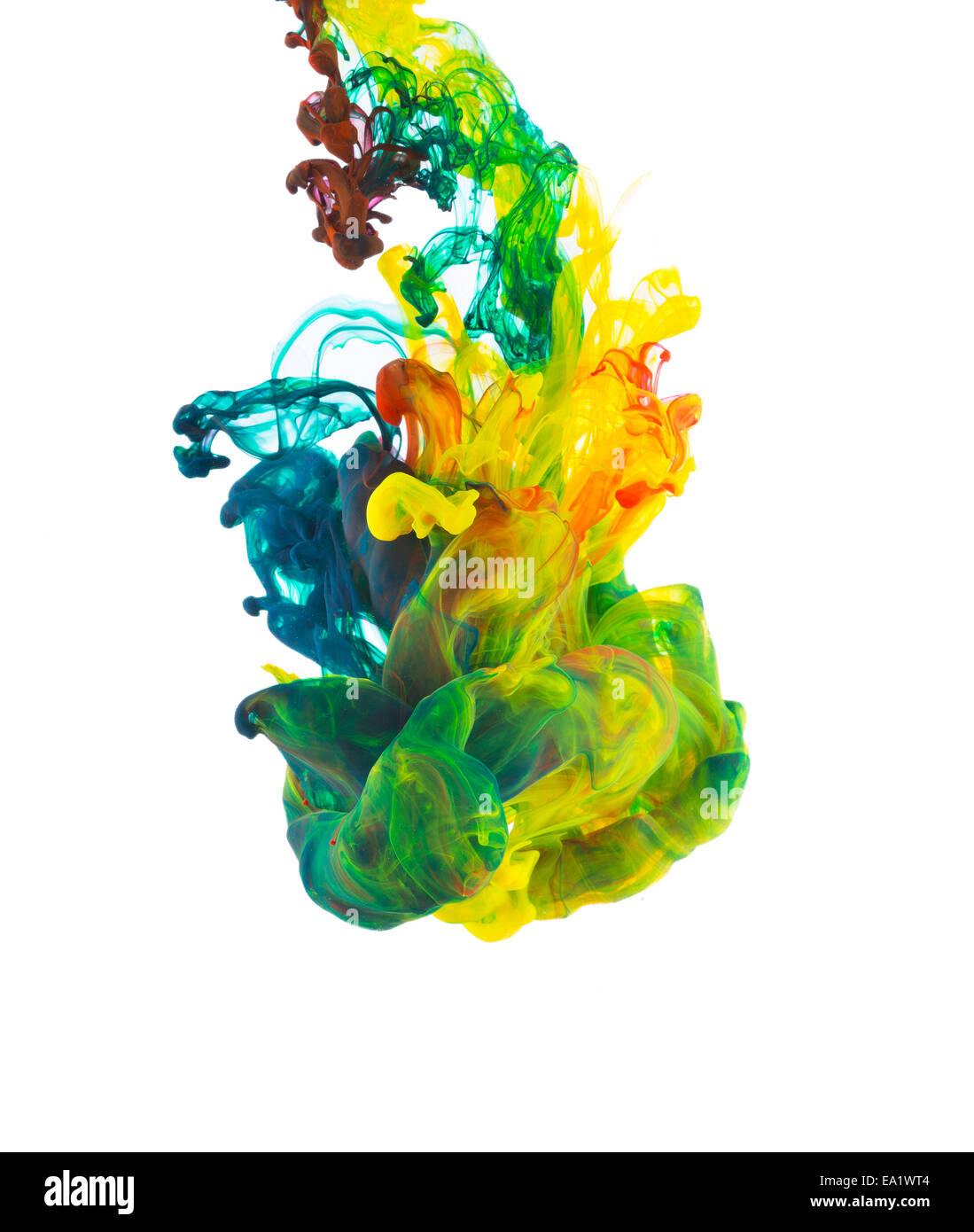 Studio shot of colored ink in water, isolated on white background Stock ...