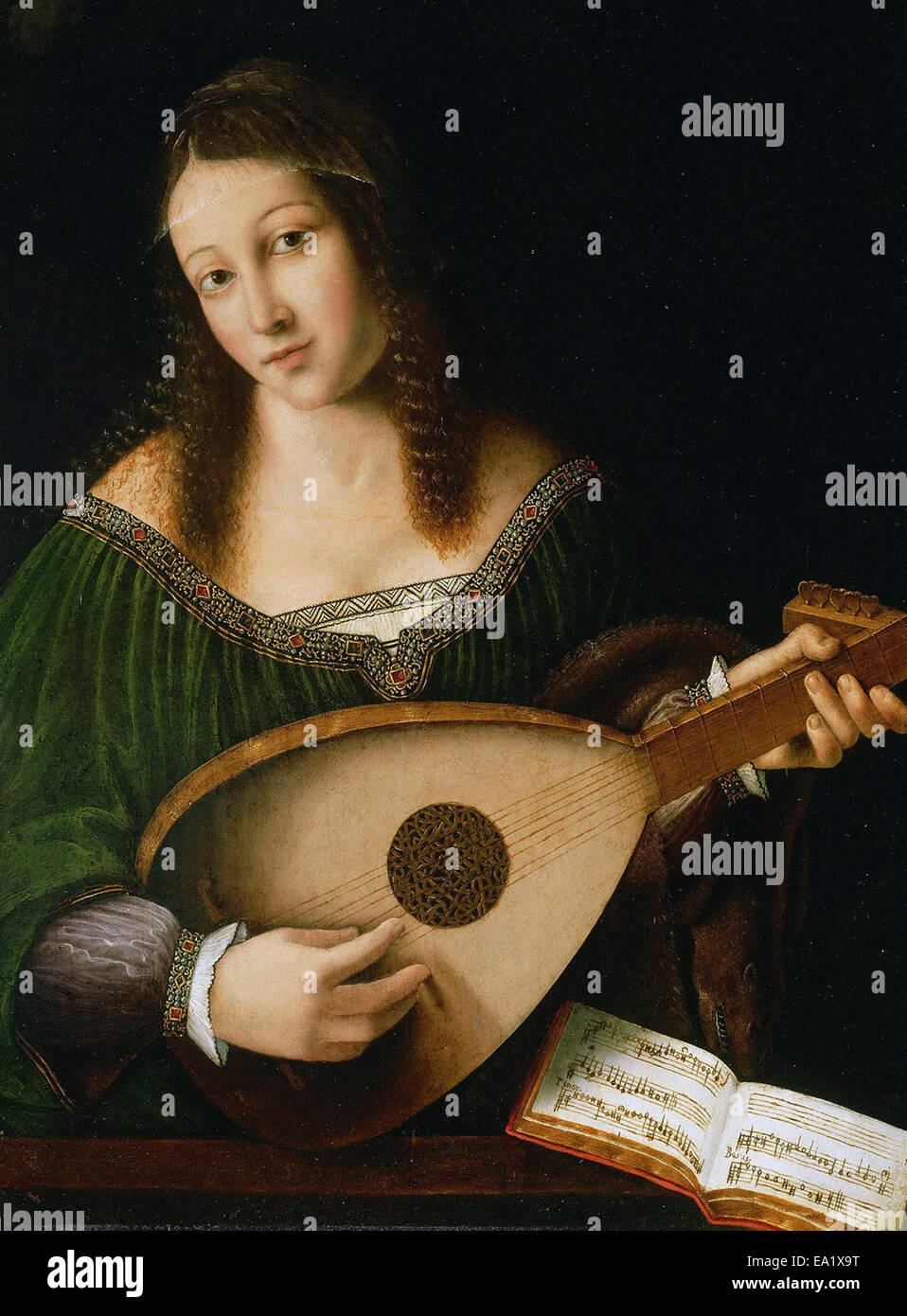 Lady playing the lute hi-res stock photography and images - Alamy