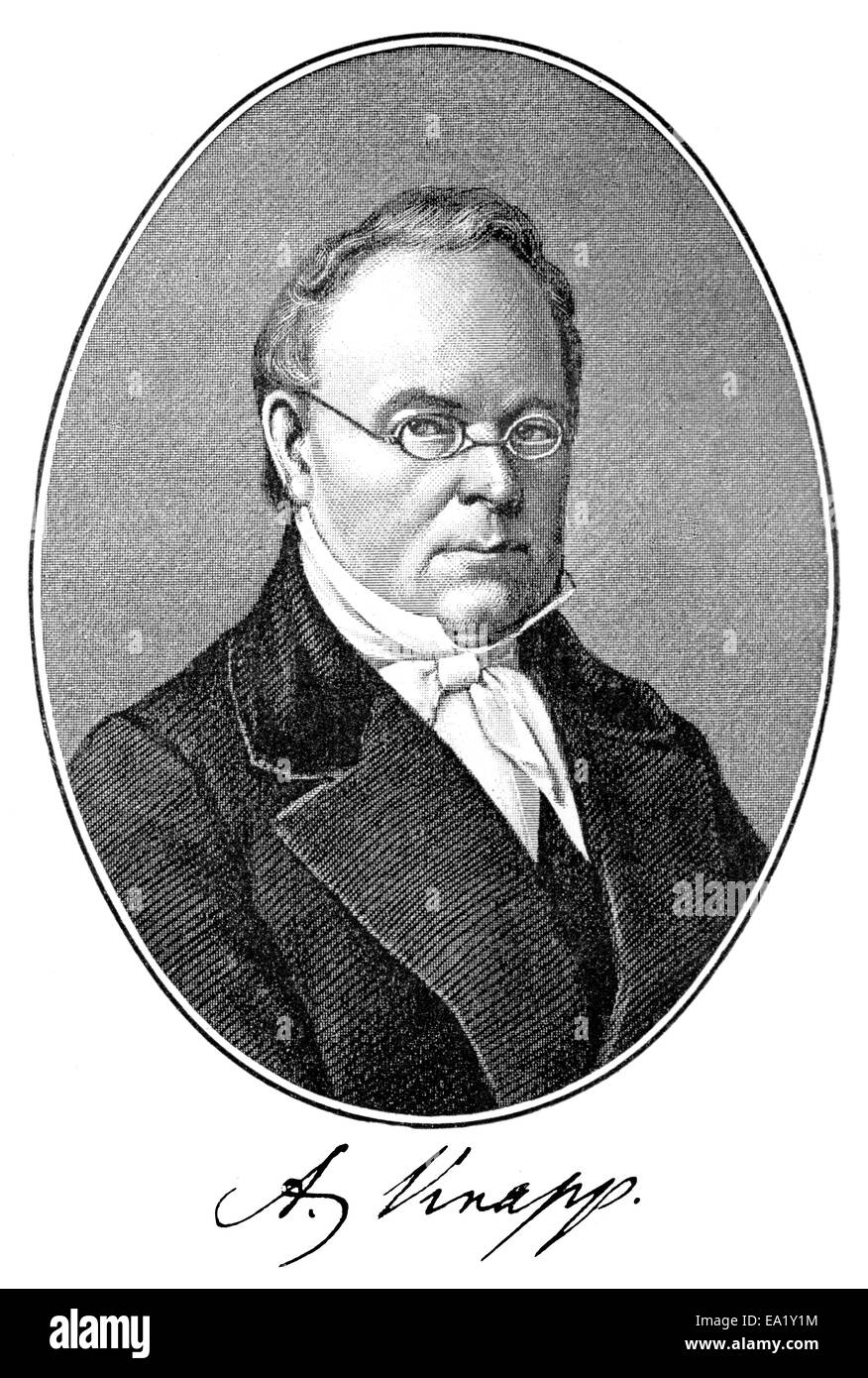 portrait of Albert Knapp, 1798 - 1864, a German priest, poet and ...