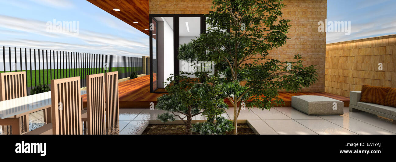 modern contemporary house terrace Stock Photo - Alamy