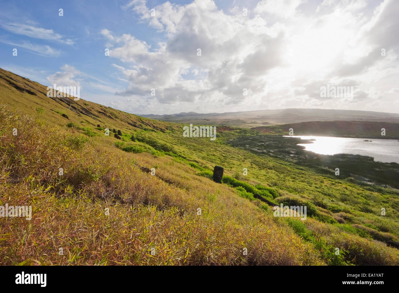 Lagoon Inside The Caldera Of Rano Raraku Volcano, Rapa Nui (Easter ...