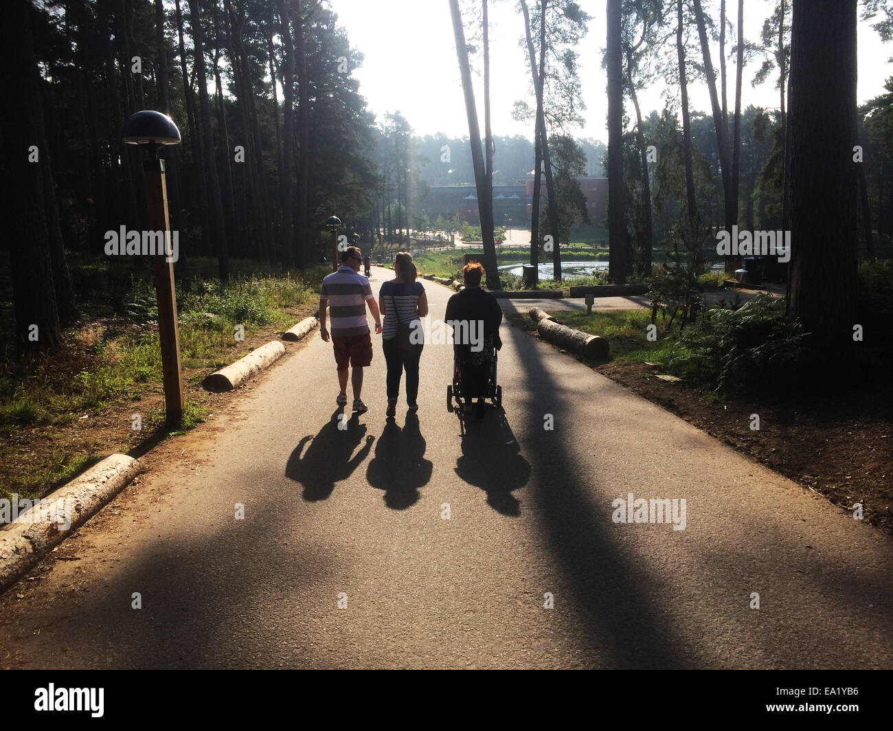 Family walking in sunlight Stock Photo - Alamy