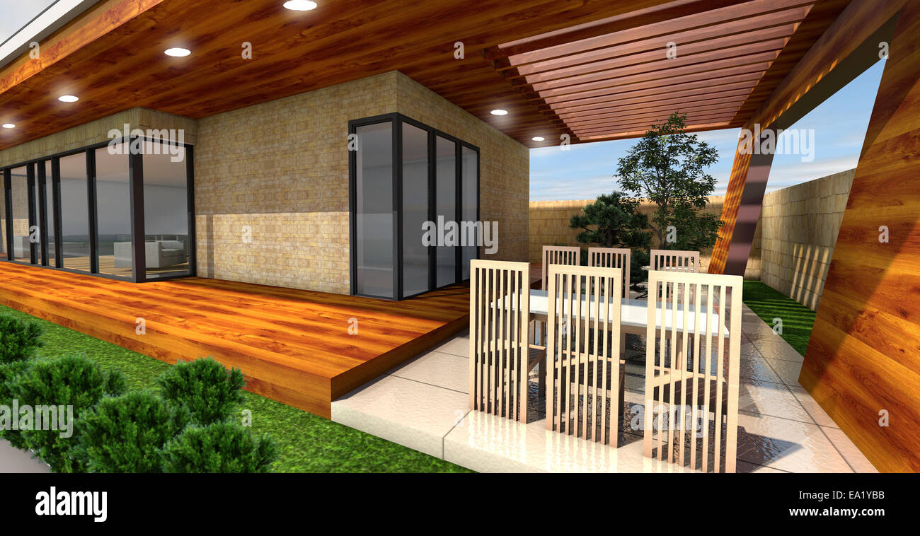 modern contemporary house terrace Stock Photo - Alamy