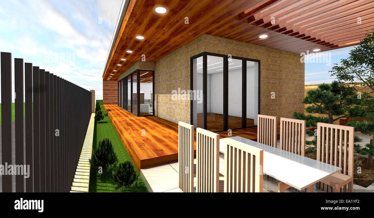 modern contemporary house terrace Stock Photo - Alamy