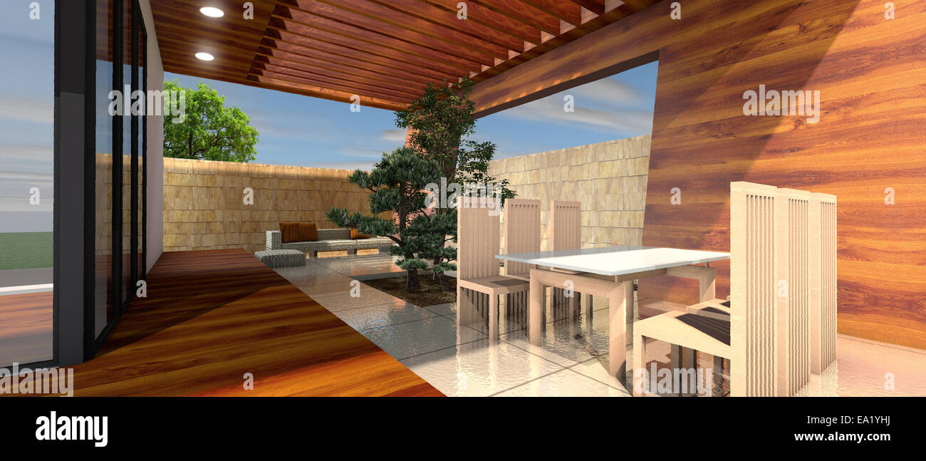 modern contemporary house terrace Stock Photo - Alamy
