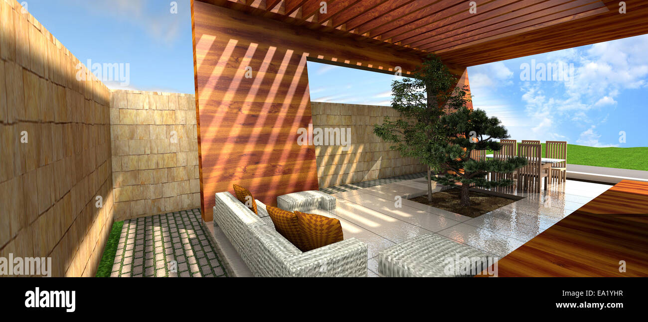 modern contemporary house terrace Stock Photo - Alamy