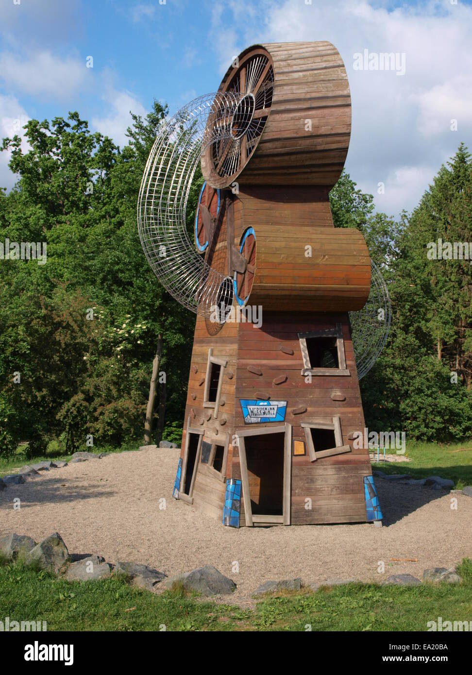 Playground with climbing tower Stock Photo - Alamy