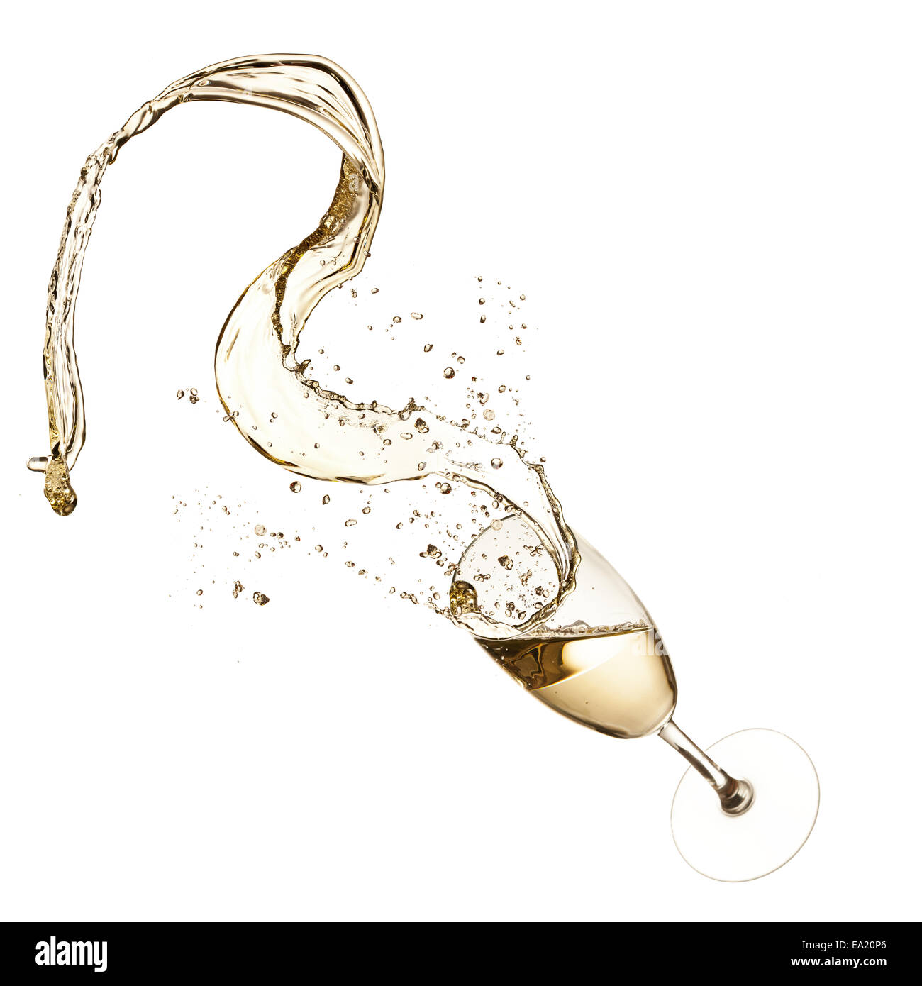 Glass of champagne with splash, isolated on white background Stock ...