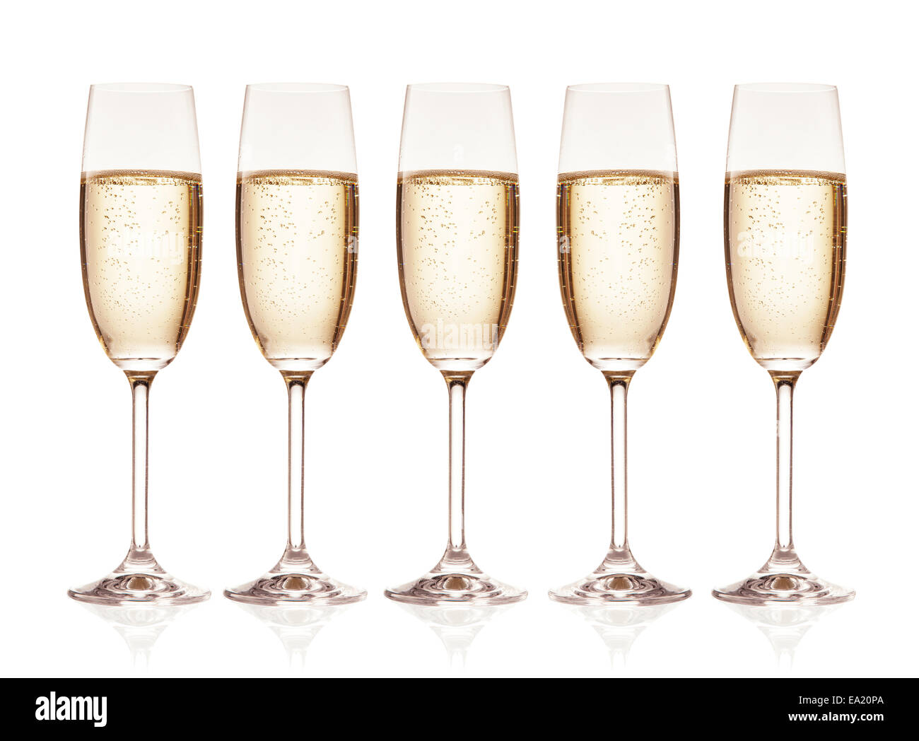 Group of champagne glasses isolated on white background Stock Photo - Alamy
