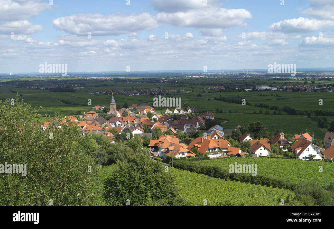 View Burrweiler and the Rhine valley Stock Photo - Alamy
