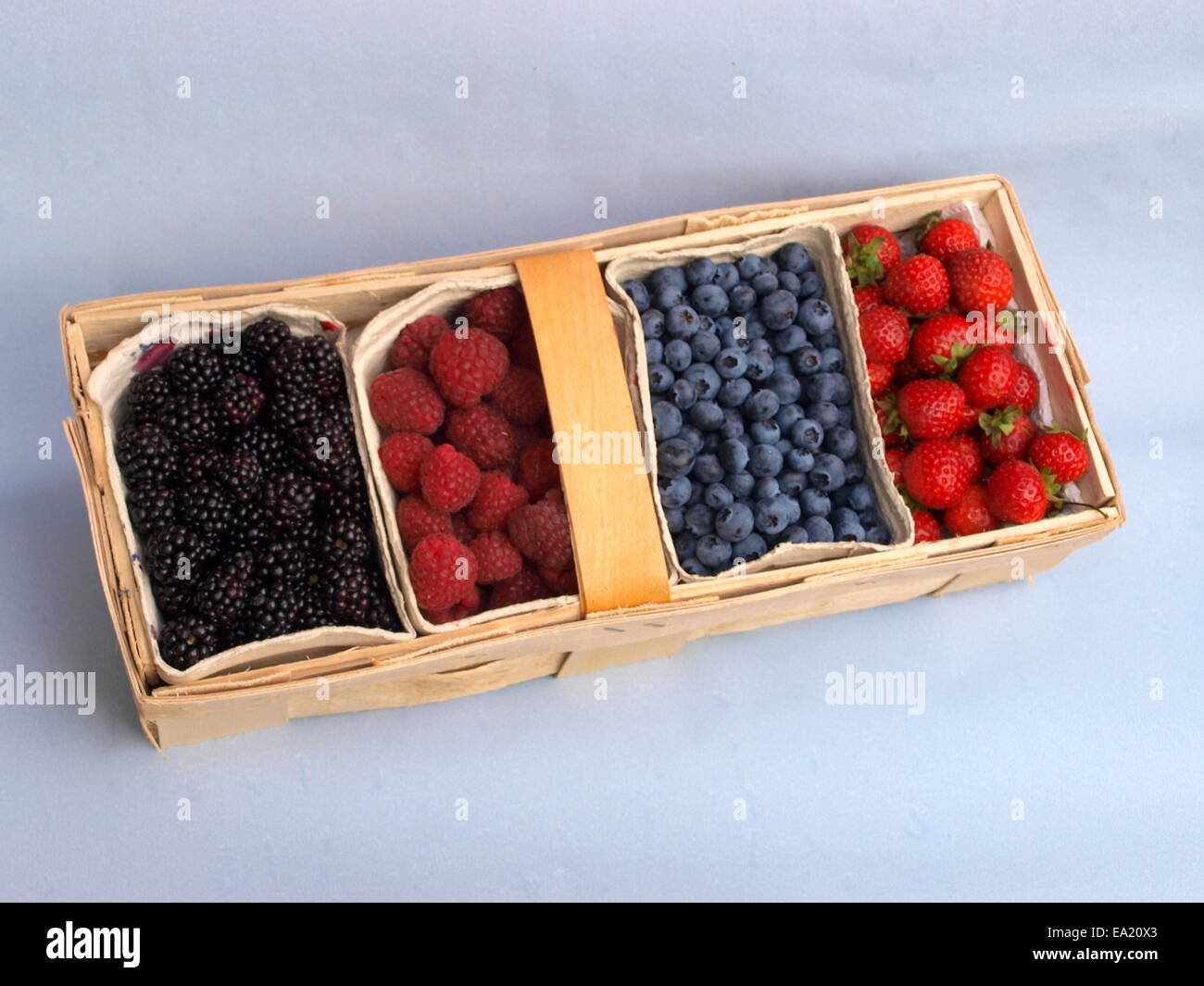 Basket with four berry varieties Stock Photo - Alamy
