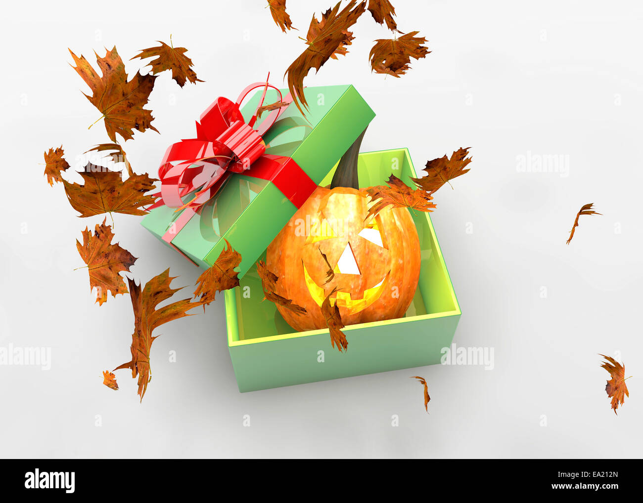 Halloween pumpkin in present box, Halloween concept Stock Photo - Alamy