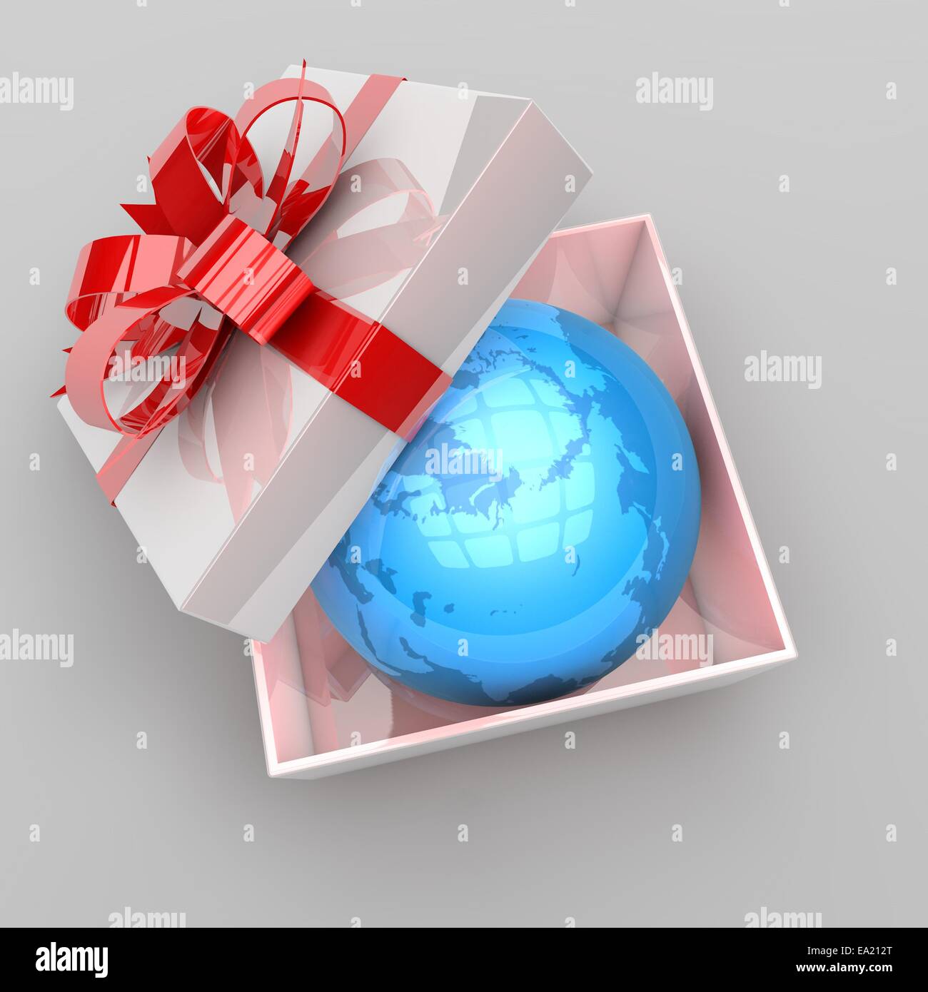 illustration of gift box with planet earth inside, concept for travel ...