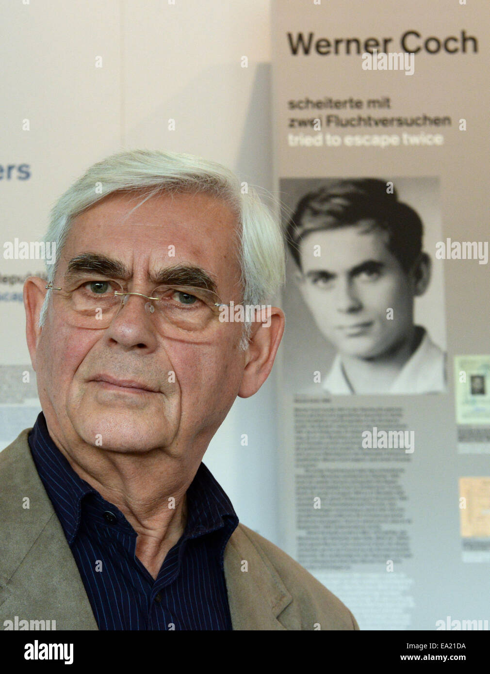 Berlin, Germany. 05th Nov, 2014. Wall survivor Werner Coch poses during ...