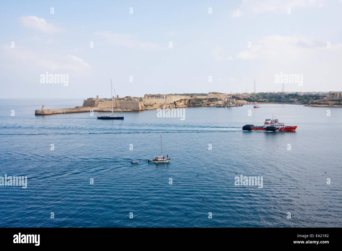 Panoramic View Of The Grand Harbour And The Breakers Lighthouse And ...