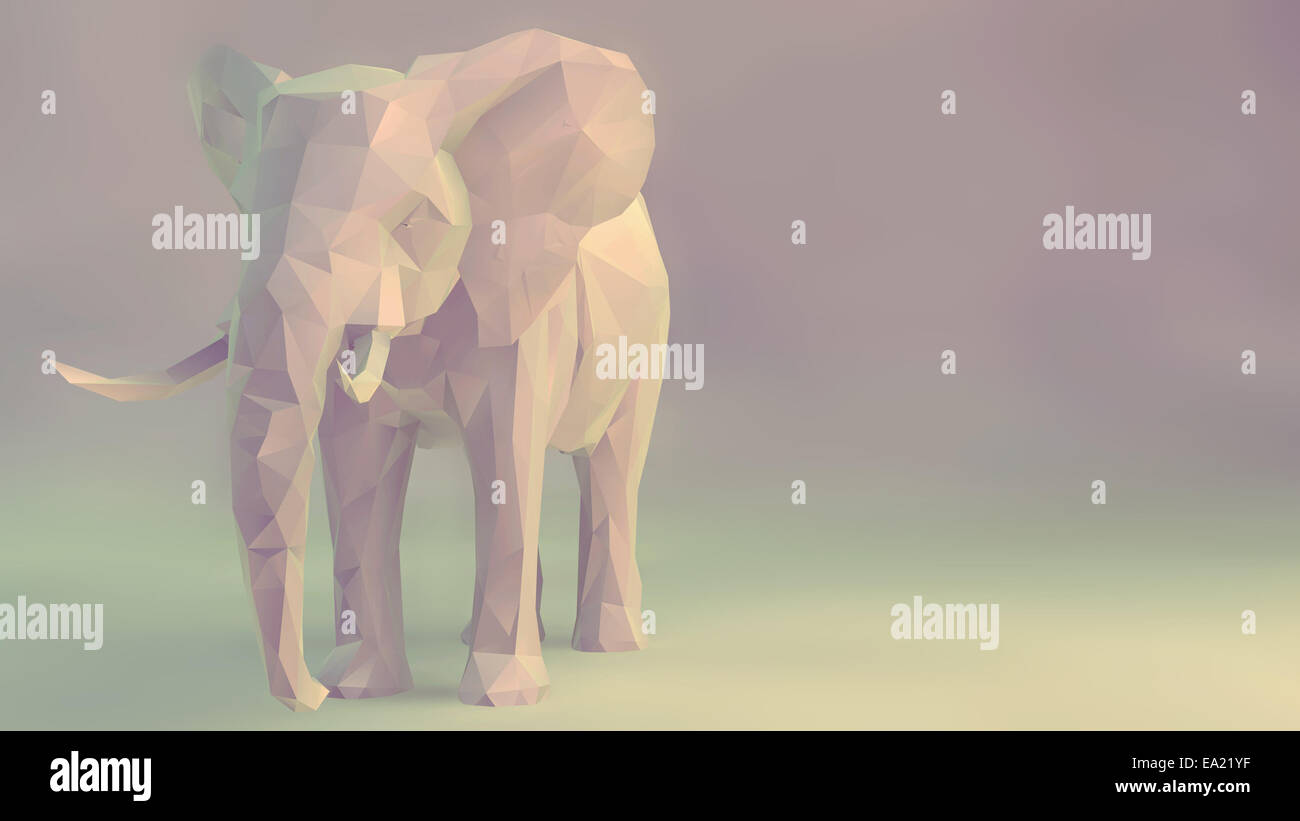 3d render of elephant, abstract geometric low poly Stock Photo - Alamy