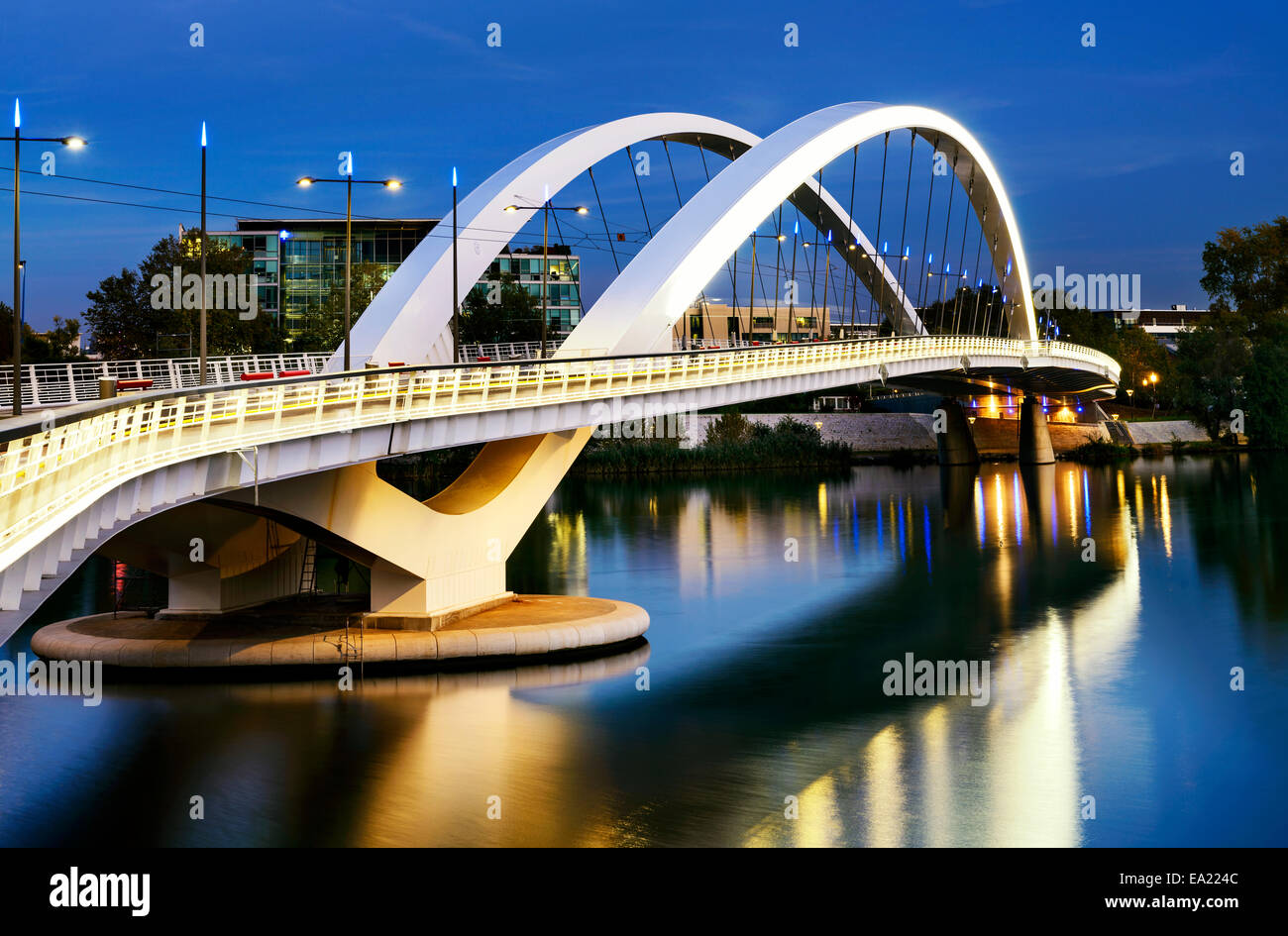 Lyon city near confluence district with Rhone river, France Stock Photo ...