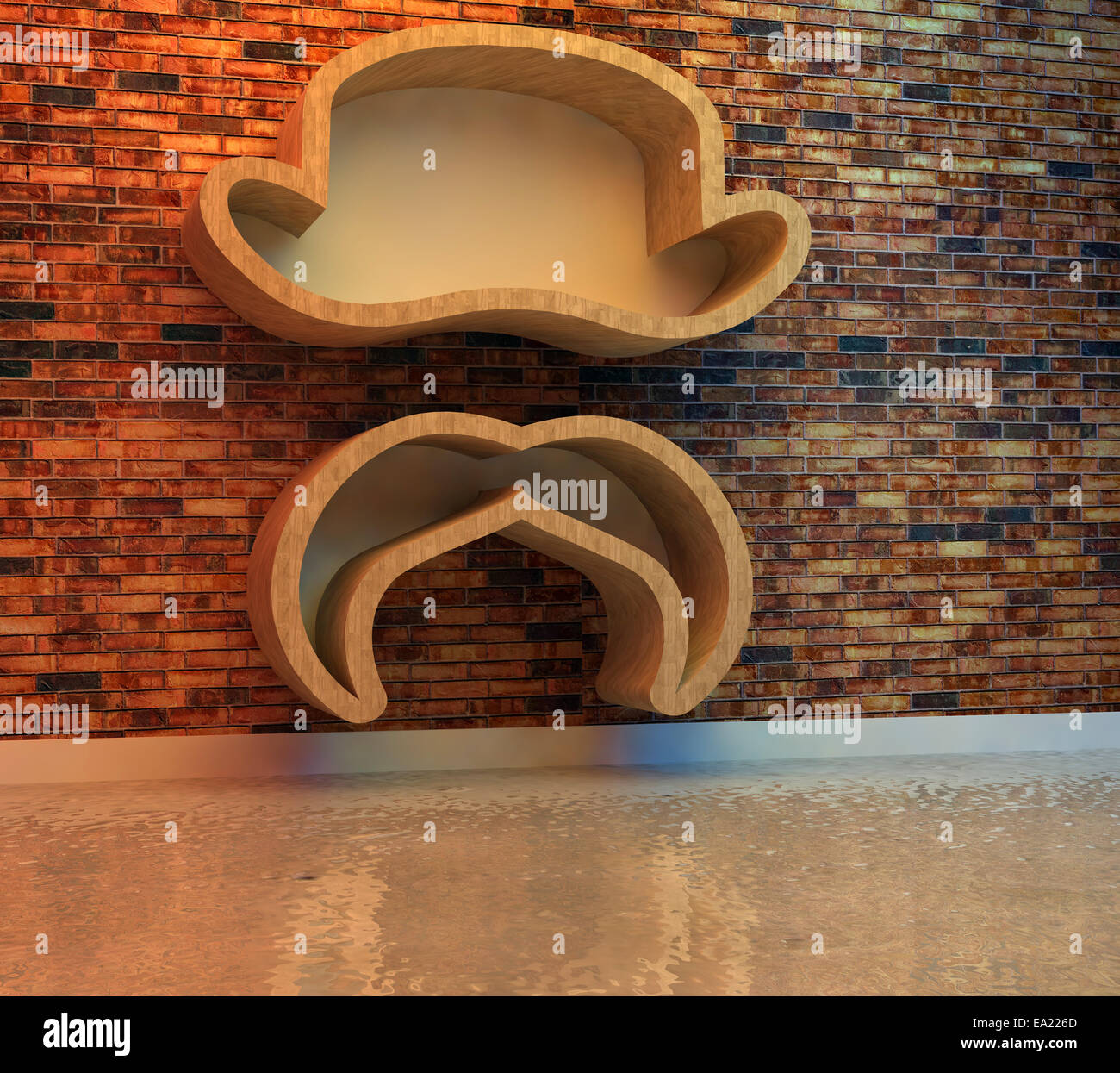 3d illustration of Bookshelf in shape of hat and mustache Stock Photo ...