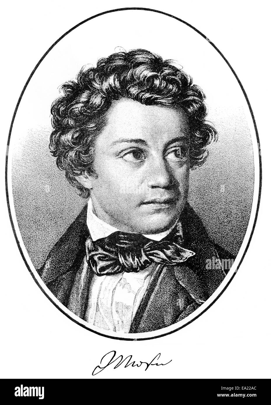 Julius Mosen or Moses, 1803 - 1867, a German poet and writer, Portait ...