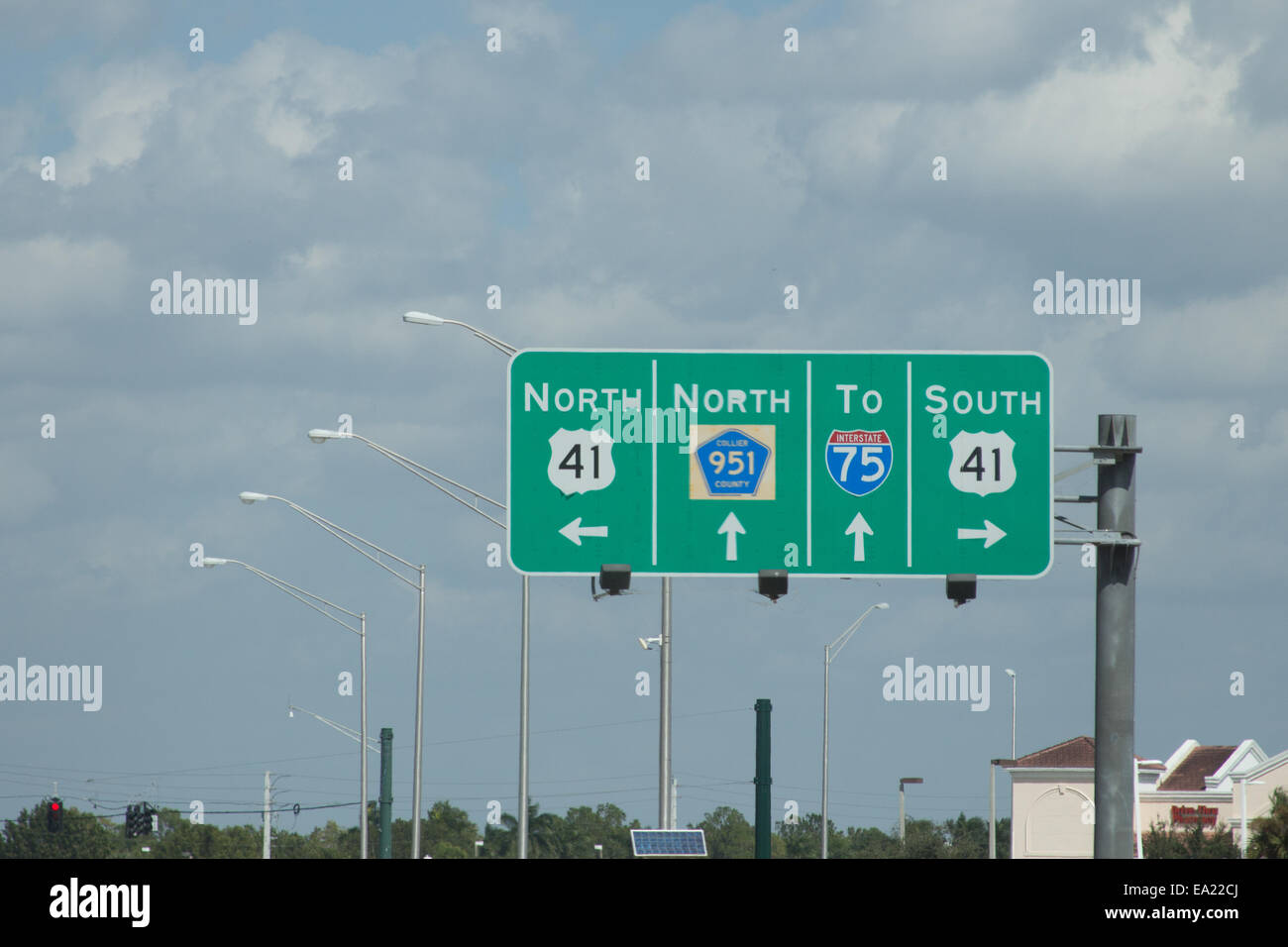 Road signs to the I75 Interstate an US 41 in Marco Island Florida Stock ...