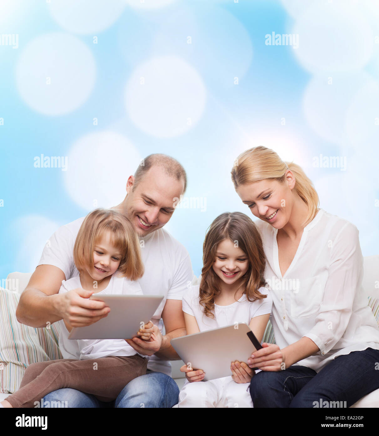 happy family with tablet pc computers Stock Photo - Alamy