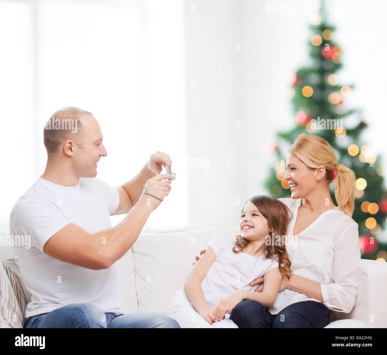 happy family with camera at home Stock Photo - Alamy