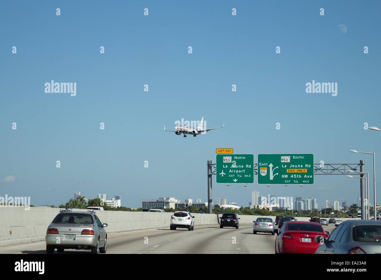 American Airlines jet landing at Miami International Airport Stock ...