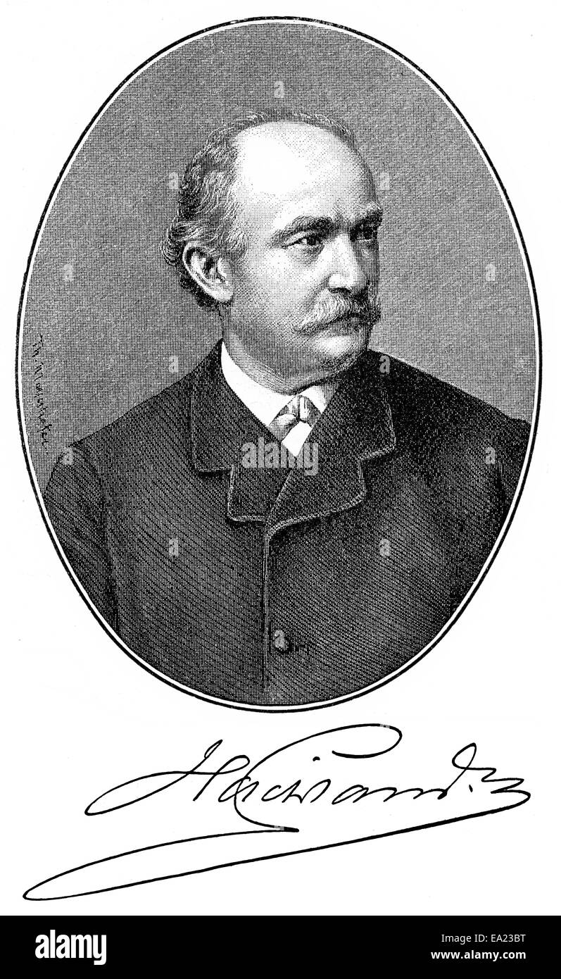 Friedrich Wilhelm Hacklaender, 1816 - 1877, a German writer, Portait ...