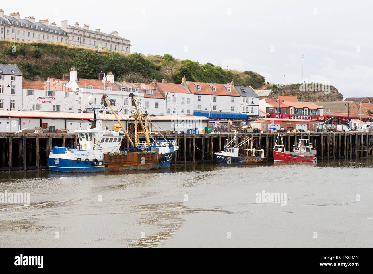 Whitby harbour and fishing boats, North Yorkshire, England Stock Photo ...