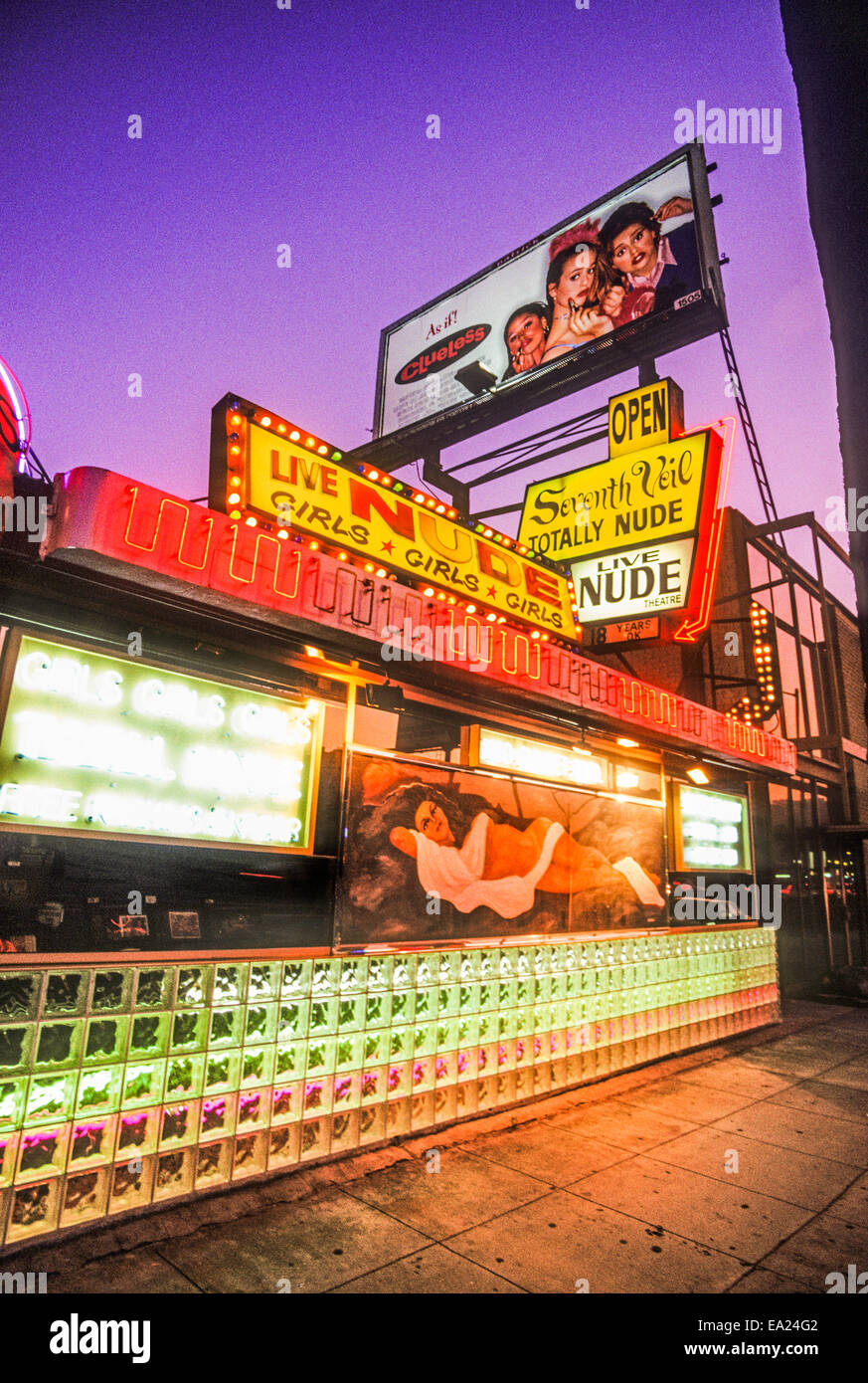 LOS ANGELES, CA – AUGUST 1: The Seventh Veil strip club on the Sunset ...